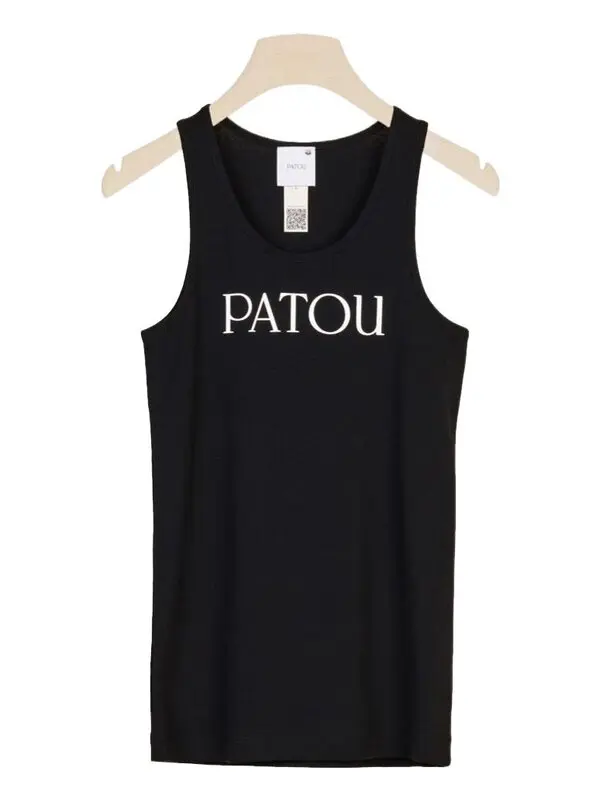 PATOU Ribbed Logo Tank Top - Black