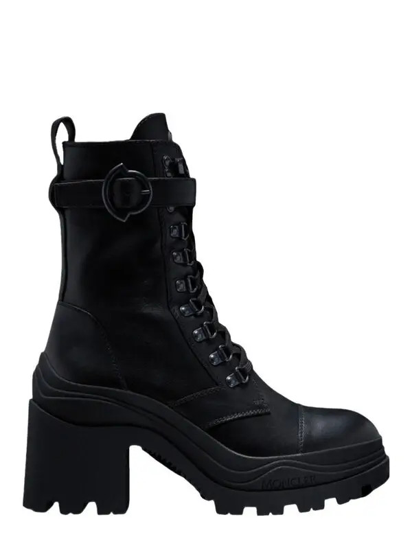 Moncler Envile" Buckled Lace-up Combat Boots - Black