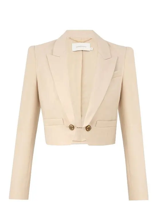 Zimmermann Cropped Wool Blazer - Cream