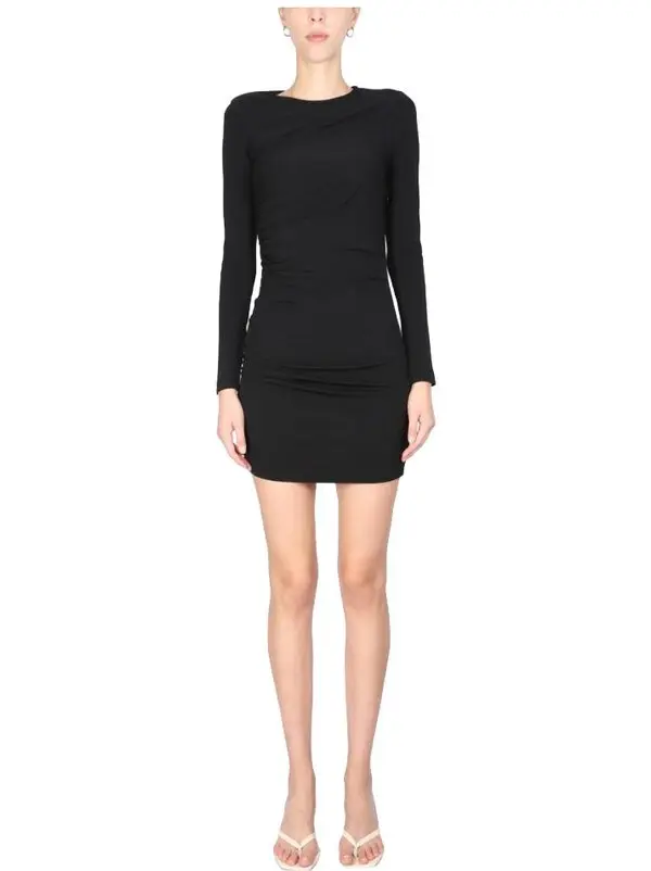Dsquared2 Fitted Crewneck Mini Dress With Long Sleeves - Black
