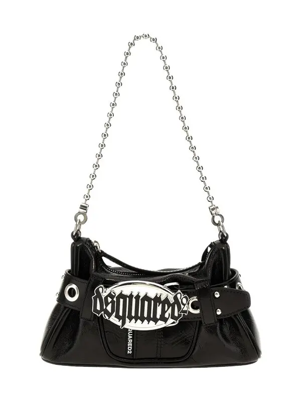 Dsquared2 Gothic Logo Plaque Belted Shoulder Bag - Black