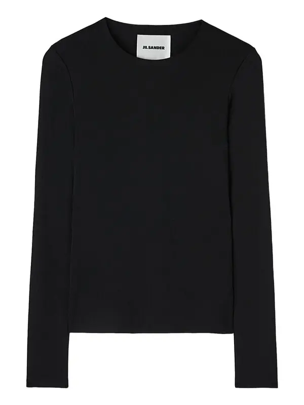 JIL SANDER Long-sleeved Crewneck Top - Black