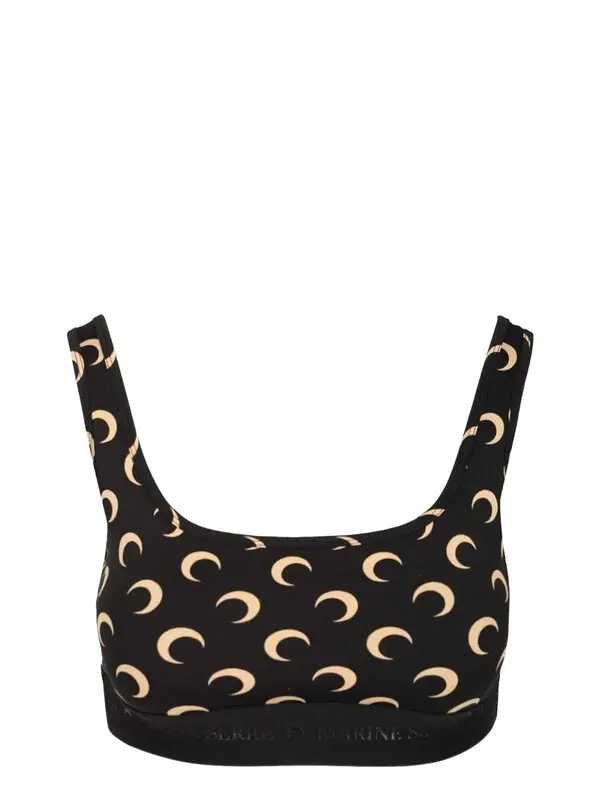 MARINE SERRE Moon Printed Jersey Sports Bra - Black
