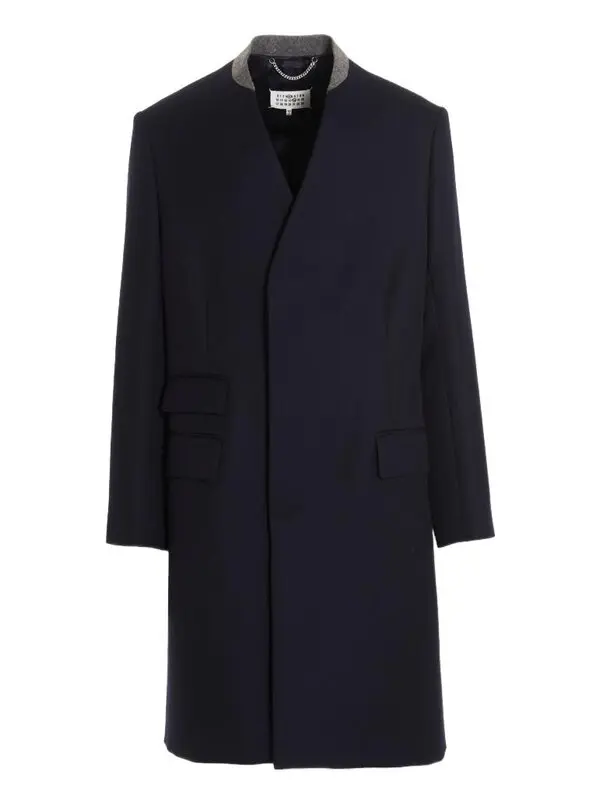 MAISON MARGIELA Long Single-breasted Wool Coat - Black