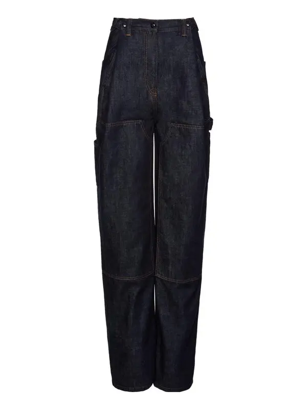 Magda Butrym Loose Leg Industrial Denim Trousers - Navy Blue