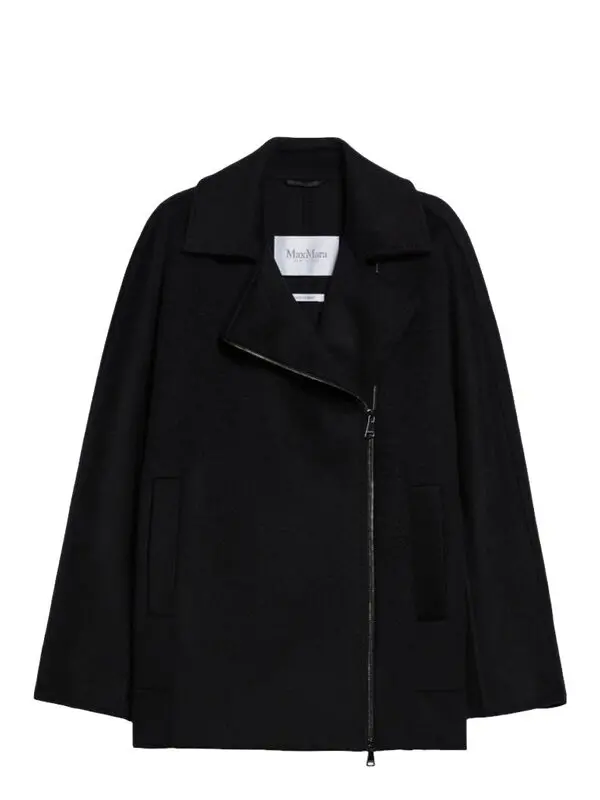 Max Mara Zip Detailed Long-sleeved Coat - Black