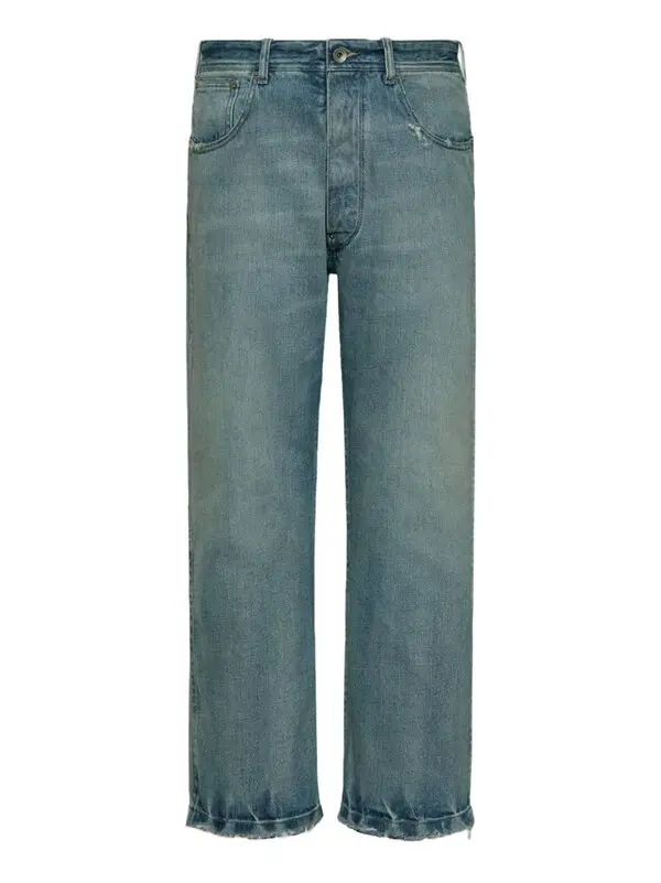 MAISON MARGIELA High-waist Wide-leg Distressed Jeans - Light Blue