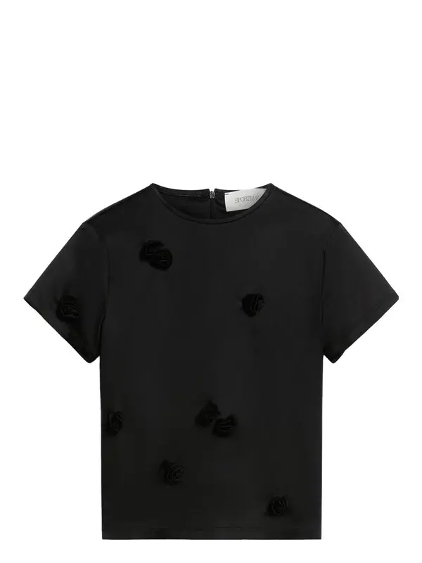 Sportmax Floral Embellished Crewneck T-shirt - Black