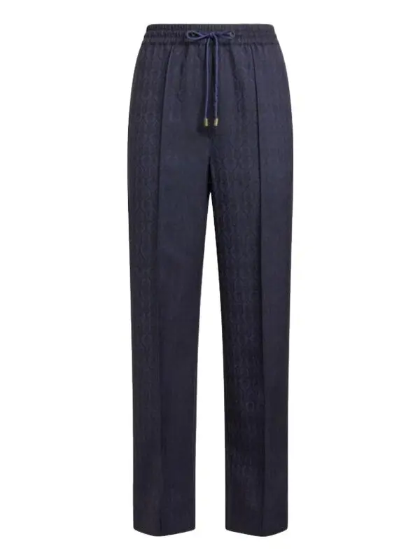 Etro Wool Jacquard Jogging Trousers - Blue