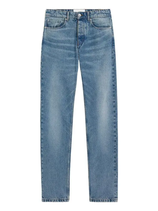 Ami Classic Fit Jeans With Logo Patch - Blue