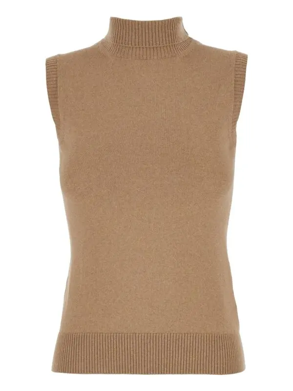 Sportmax Ardenza Roll Neck Sleeveless Vest - Camel