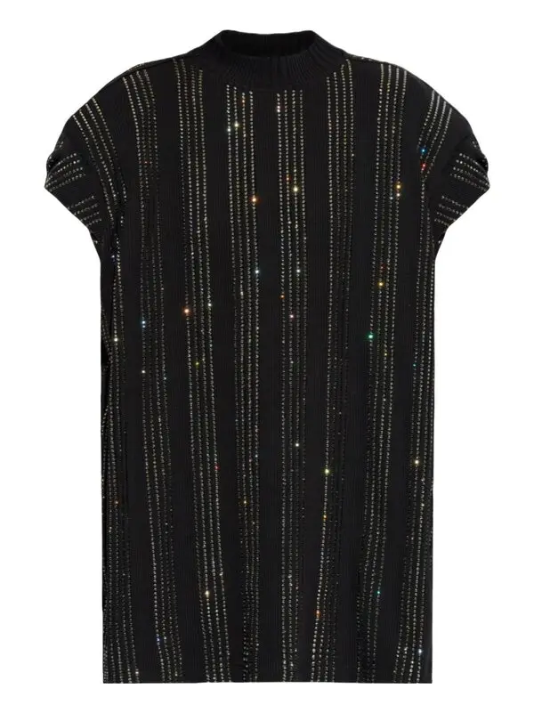 Attico Laurie Embellished Ribbed T-shirt - Black