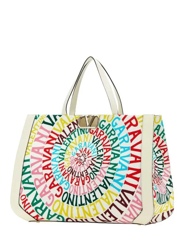 Valentino Garavani Hand-painted Logo Print Tote Bag - White