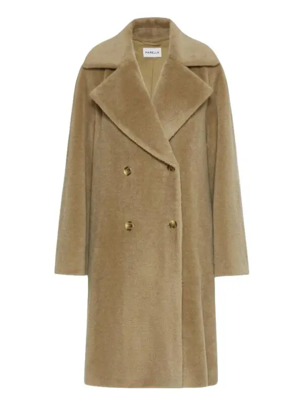 Marella Double-breasted Coat With Notched Lapel - Beige