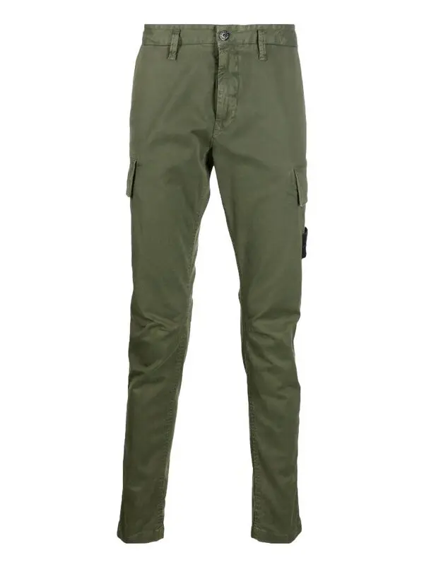 Stone Island Logo Detail Cargo Pants - Green