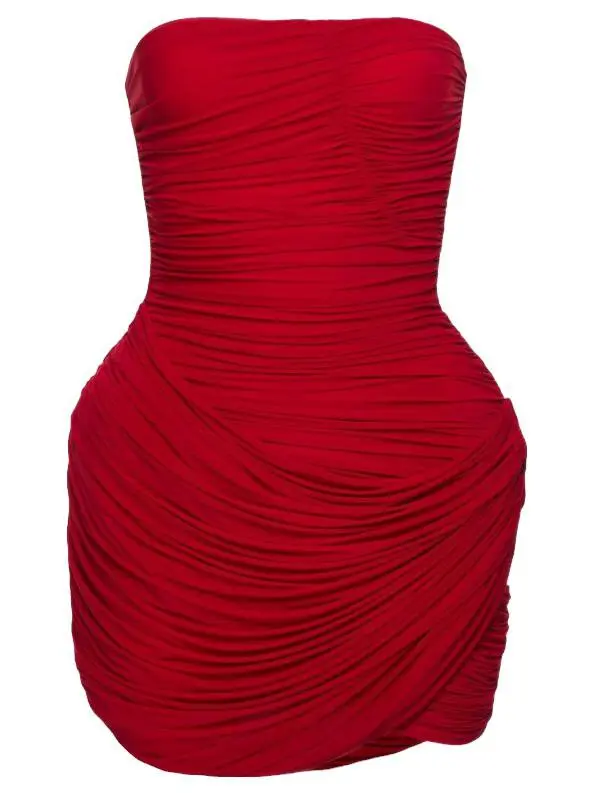 Magda Butrym Draped Strapless Mini Dress - Red