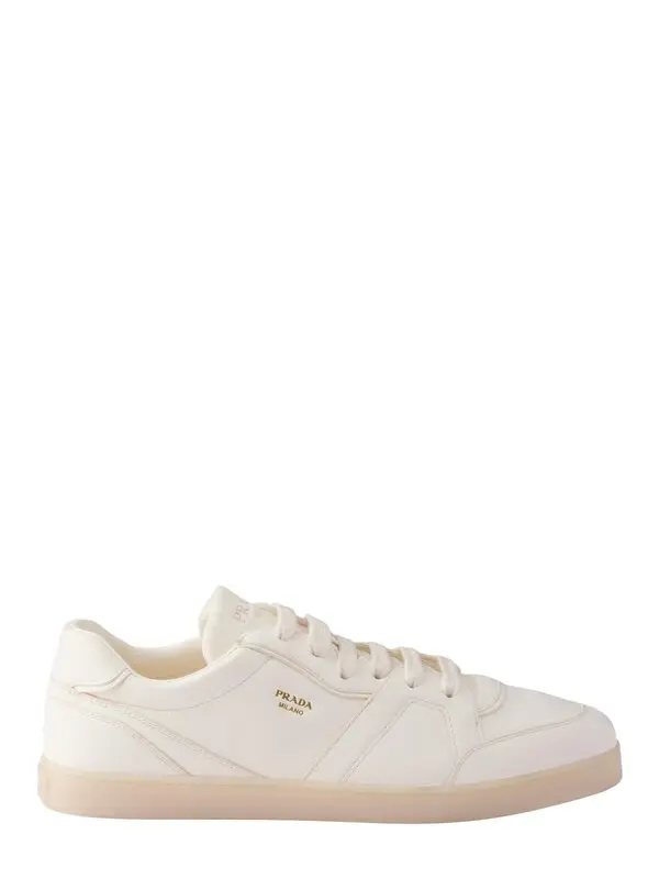 Prada Round-toe Lace-up Sneakers - Ivory