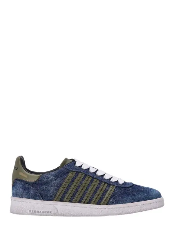 Dsquared2 Round Toe Denim Lace-up Sneakers - Blue