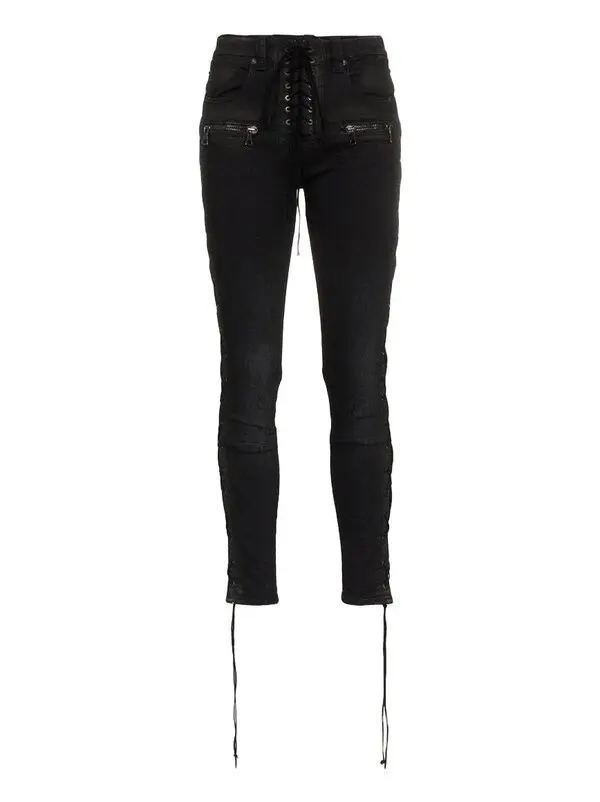 BEN TAVERNITI UNRAVEL PROJECT Side-laced Skinny Jeans - Black