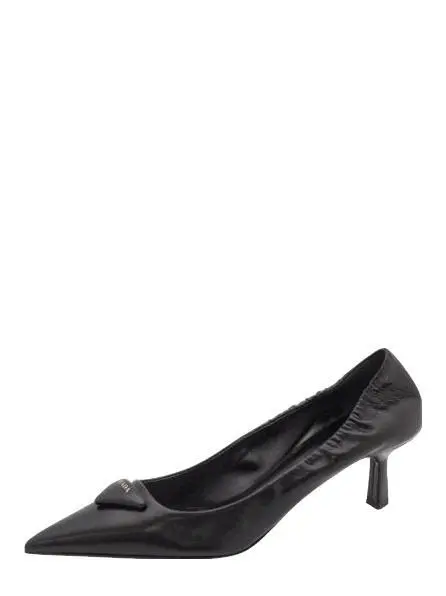 Prada Pointed-toe Pumps With Logo Detail - Black