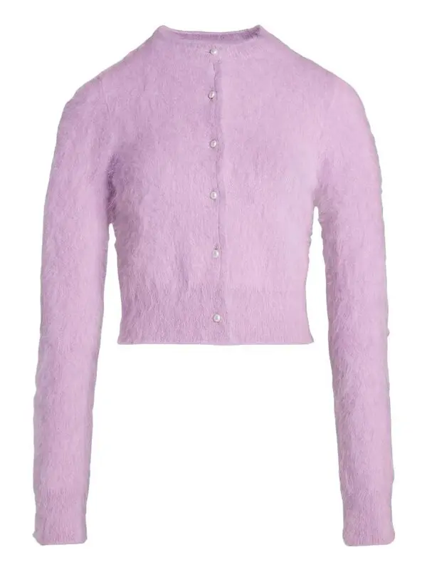 MAISON MARGIELA Cropped Knitted Cardigan - Purple