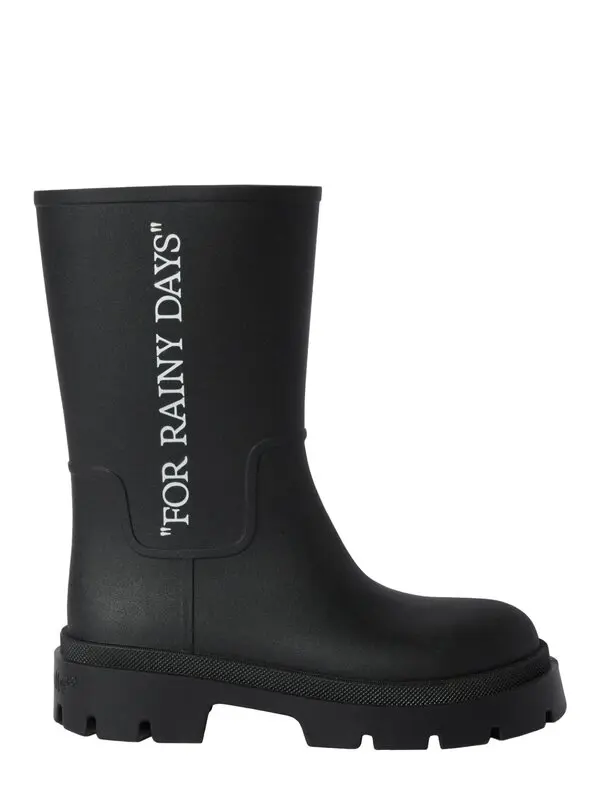 Off-White Printed Round Toe Boots - Black
