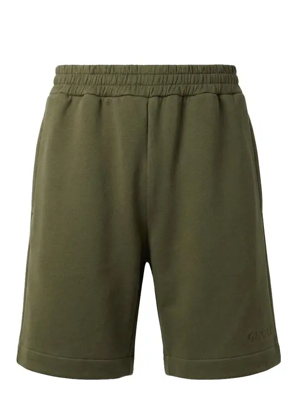Gucci Embroidered Jersey Shorts - Dark Green