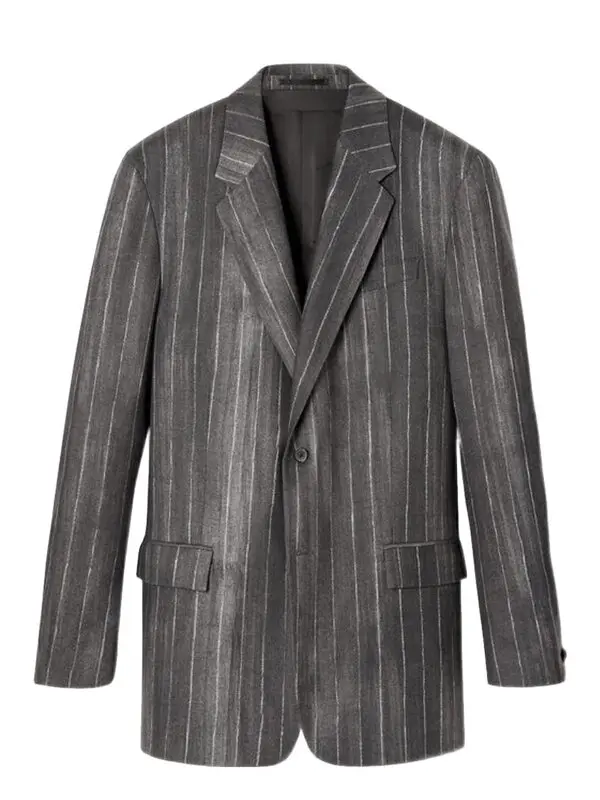 Versace Single Breasted Striped Long Sleeved Blazer - Black