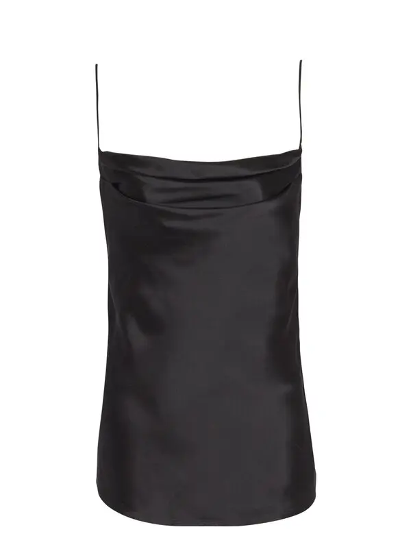 Balmain Draped Satin Top - Black