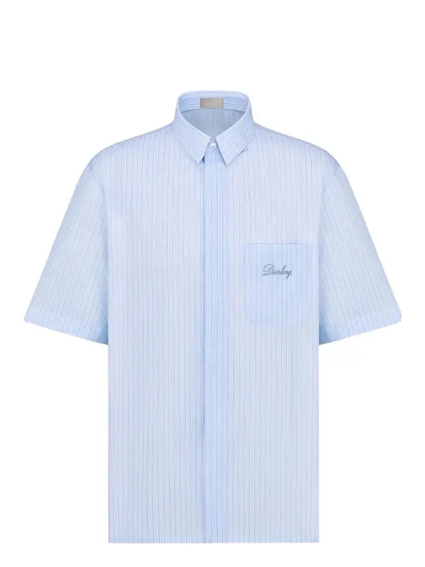 Dior Short-sleeved Shirt With Diorling Embroidery - Blue