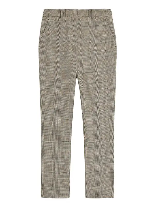 Sportmax Plaid Straight Leg Trousers With Side Slits - Gray