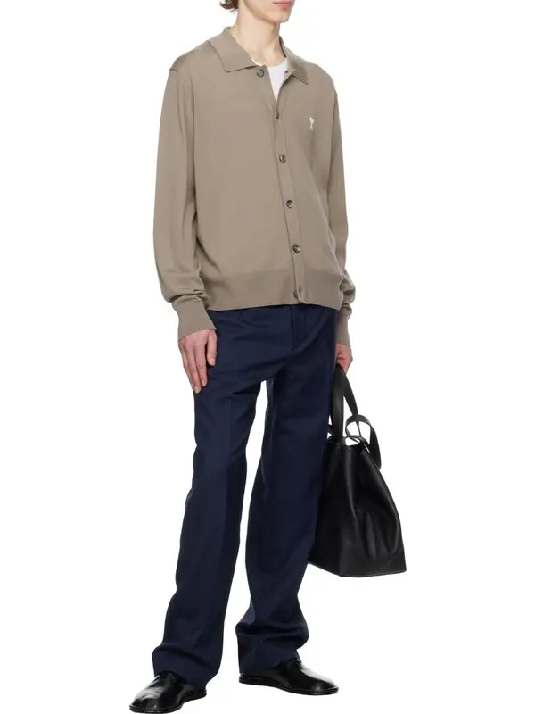 Ami Button-front Lapel Knit Jumper - Grey