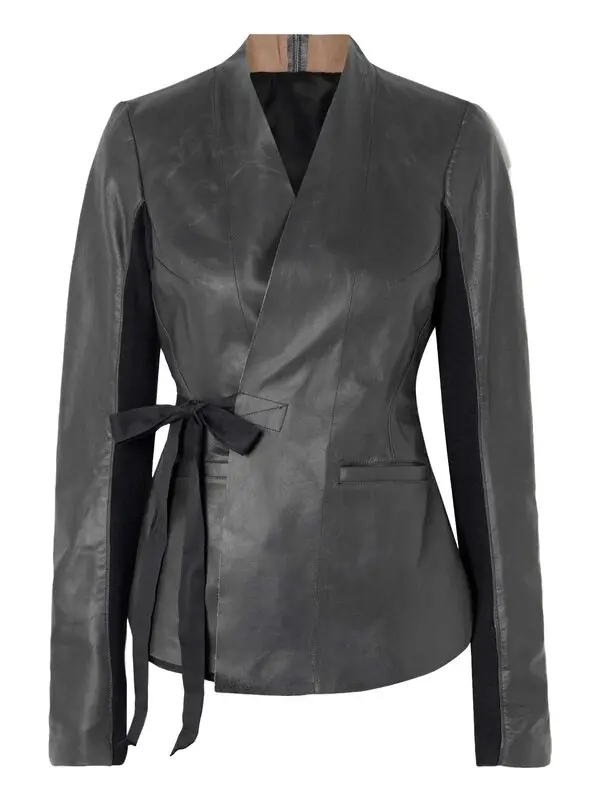 Rick Owens Long Sleeve Leather Jacket - Black