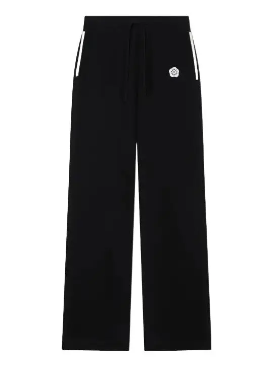 Kenzo Embroidered Wool And Cotton Blend Pants - Black
