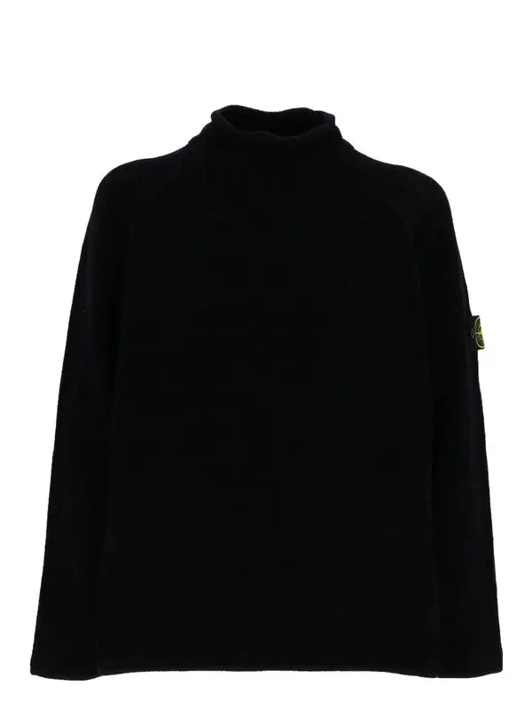 Stone Island Logo Patch Knit Jumper - Blue