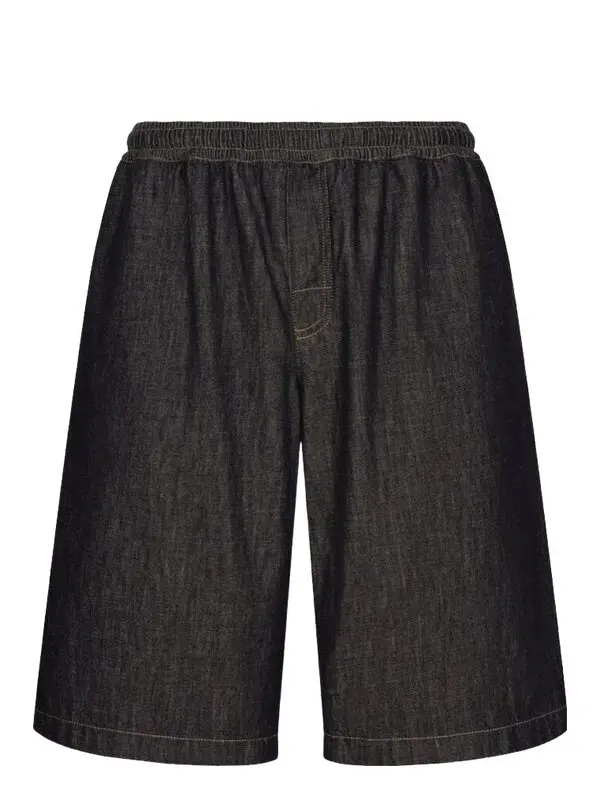 Dolce & Gabbana Logo Embroidered Denim Jogging Shorts - Blue