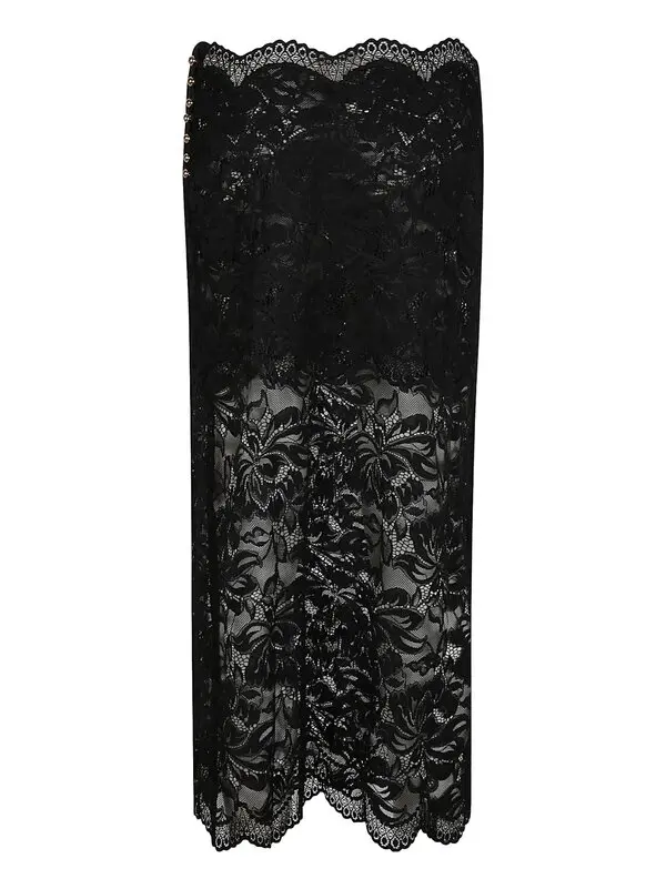 Rabanne High-waist Floral Lace Midi Skirt - Black