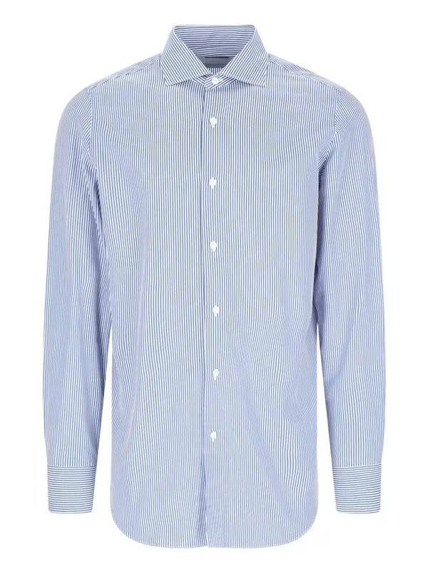 FINAMORE 1925 Striped Dress Shirt - Blue
