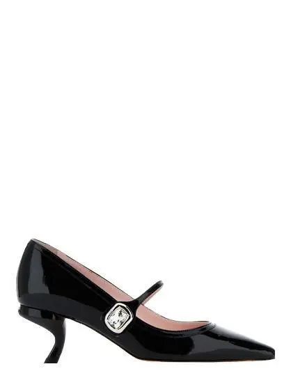 ROGER VIVIER Mary Jane Virgule Pumps With Metal Detail - Black