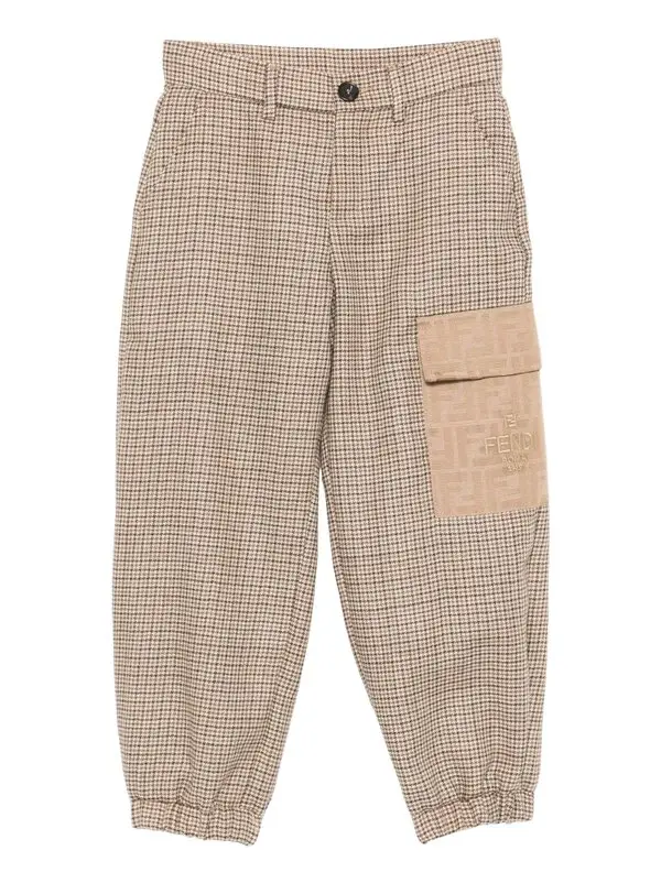 Fendi Checked Belted Cargo Pants - Brown