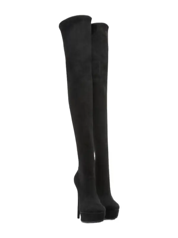 Casadei Flora Platform Over-the-knee Stiletto Boots - Black