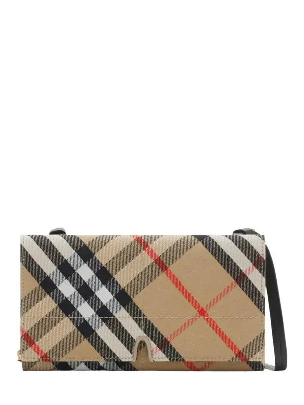 Burberry Checked Foldover Top Pouch - Sand-colored