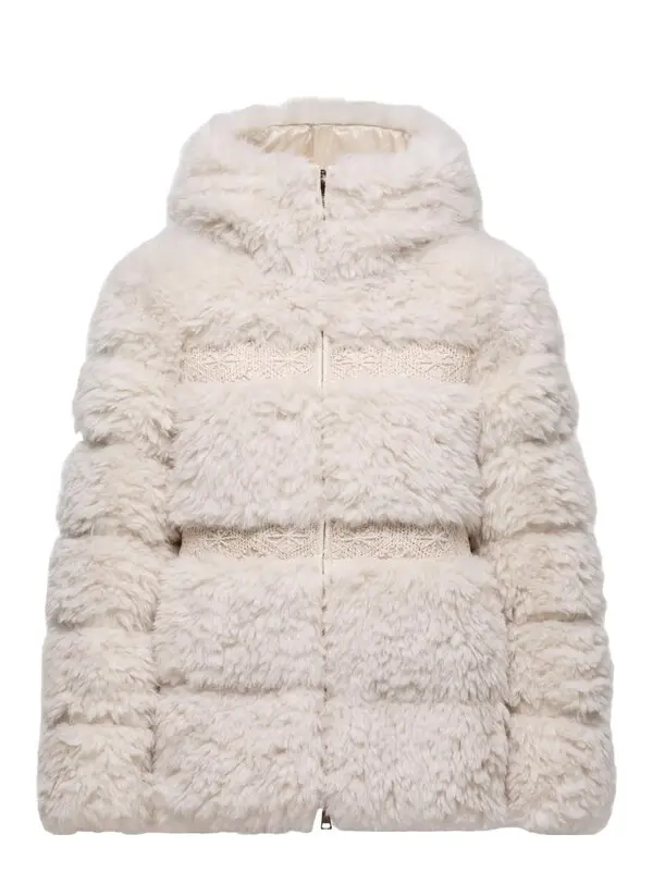 Moncler Verie Teddy Hooded Short Down Jacket - White