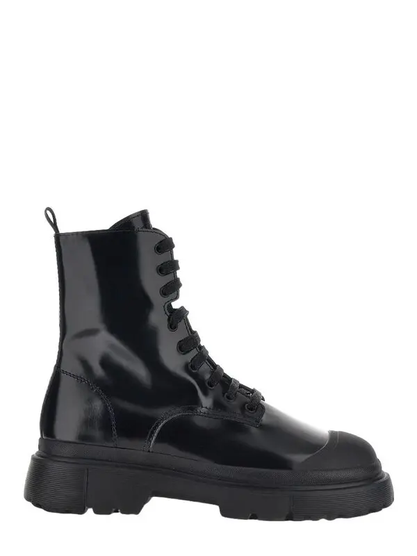 Hogan H619 Combat Lace-up Boots - Black