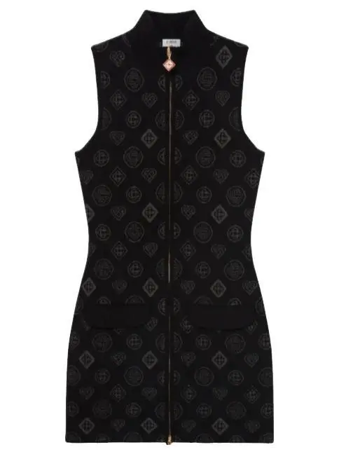 Casablanca Monogram Jacquard Sleeveless Dress - Black