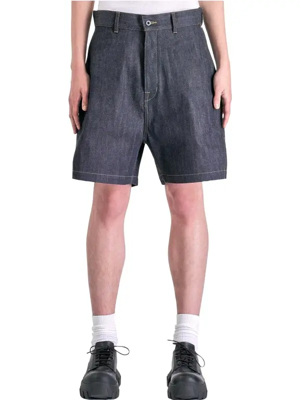 Rick Owens Denim Bermuda Shorts With Side Slits - Multicolor