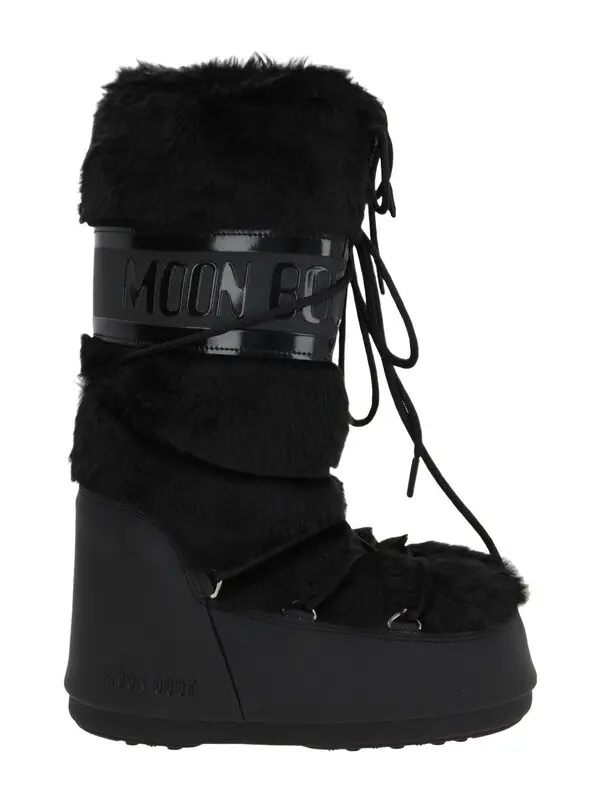 Moon Boot Logo Print Lace-up Faux Fur Snow Boots - Black