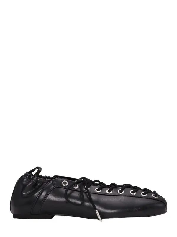 GANNI Lace-up Ballet Flats - Black