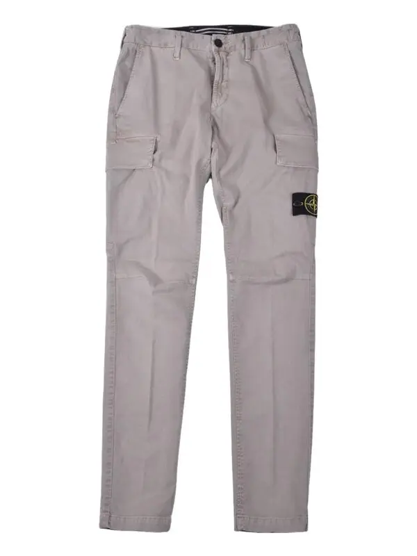 Stone Island Beige Logo Patch Cargo Trousers - Gray
