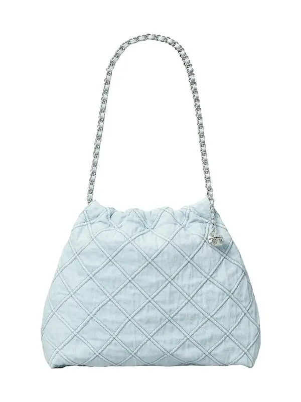 Tory Burch Fleming Soft Denim Hobo Bag - Gray-blue